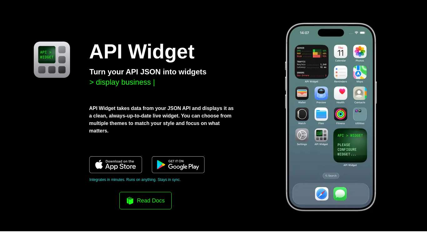 API Widget — Turn your API JSON into iOS Widgets